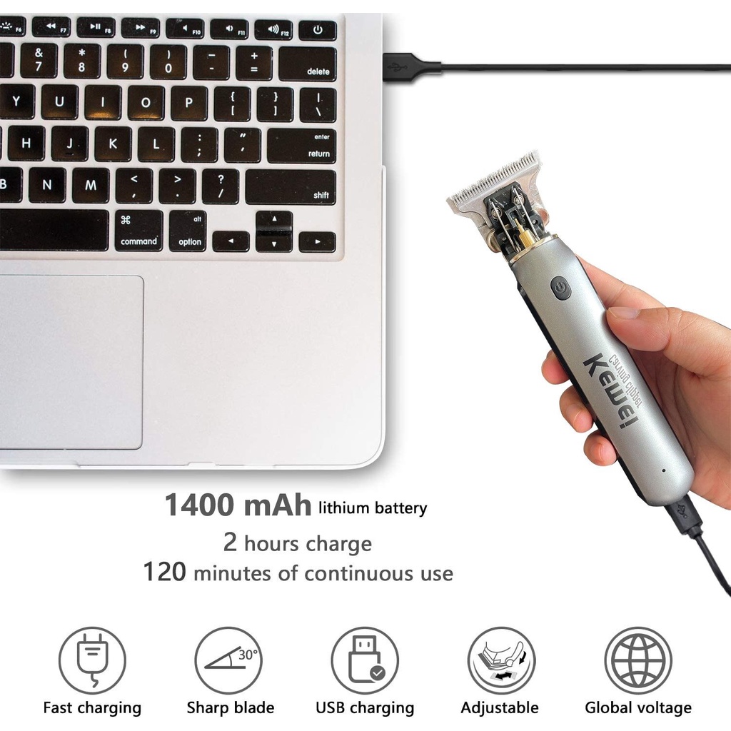 Kemei Razor Hair Cut Rechargeable Hair Clipper Cordless Electric Shaver ...