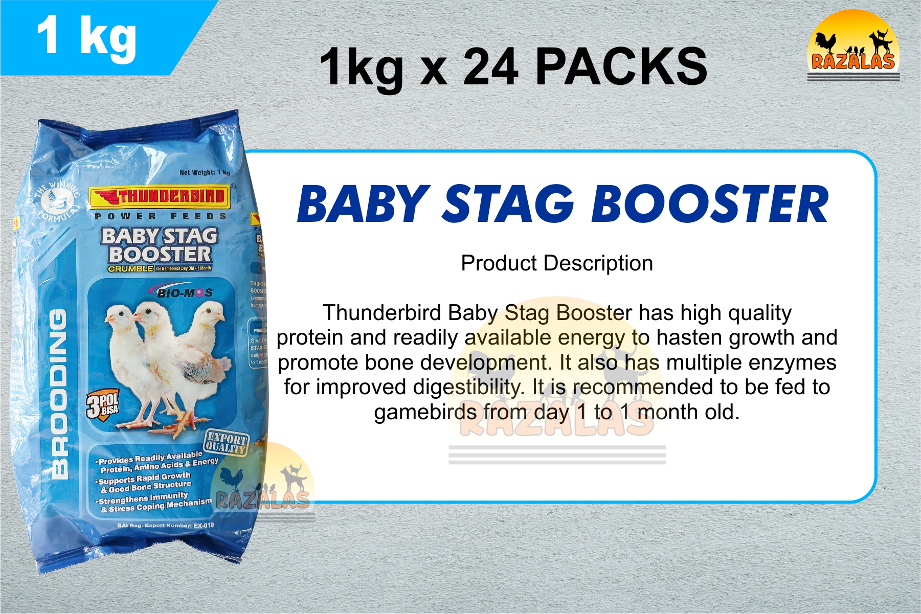THUNDERBIRD BABY STAG BOOSTER 1 KG X 24 PACKS/BALE | Shopee Philippines