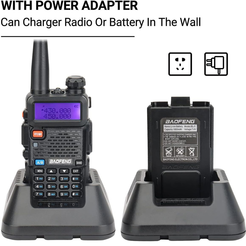 Baofeng UV-5R Two-Way Radio 5W 128CH Portable Walkie Talkie Dual Band UHF/VHF Radio 5km Long ...
