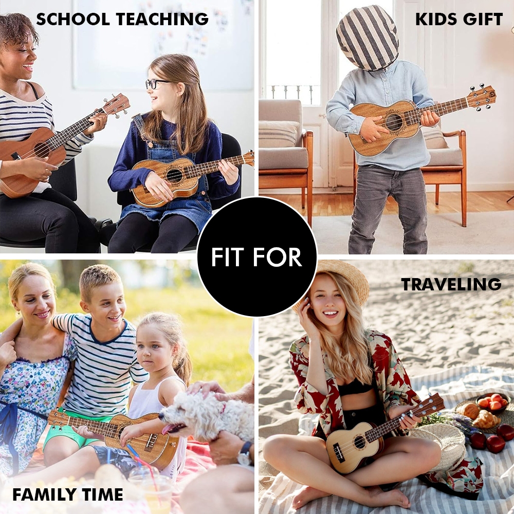 Rixton Ukulele 21/23 Inch Portable Musical Wooden Instrument Guitar ...