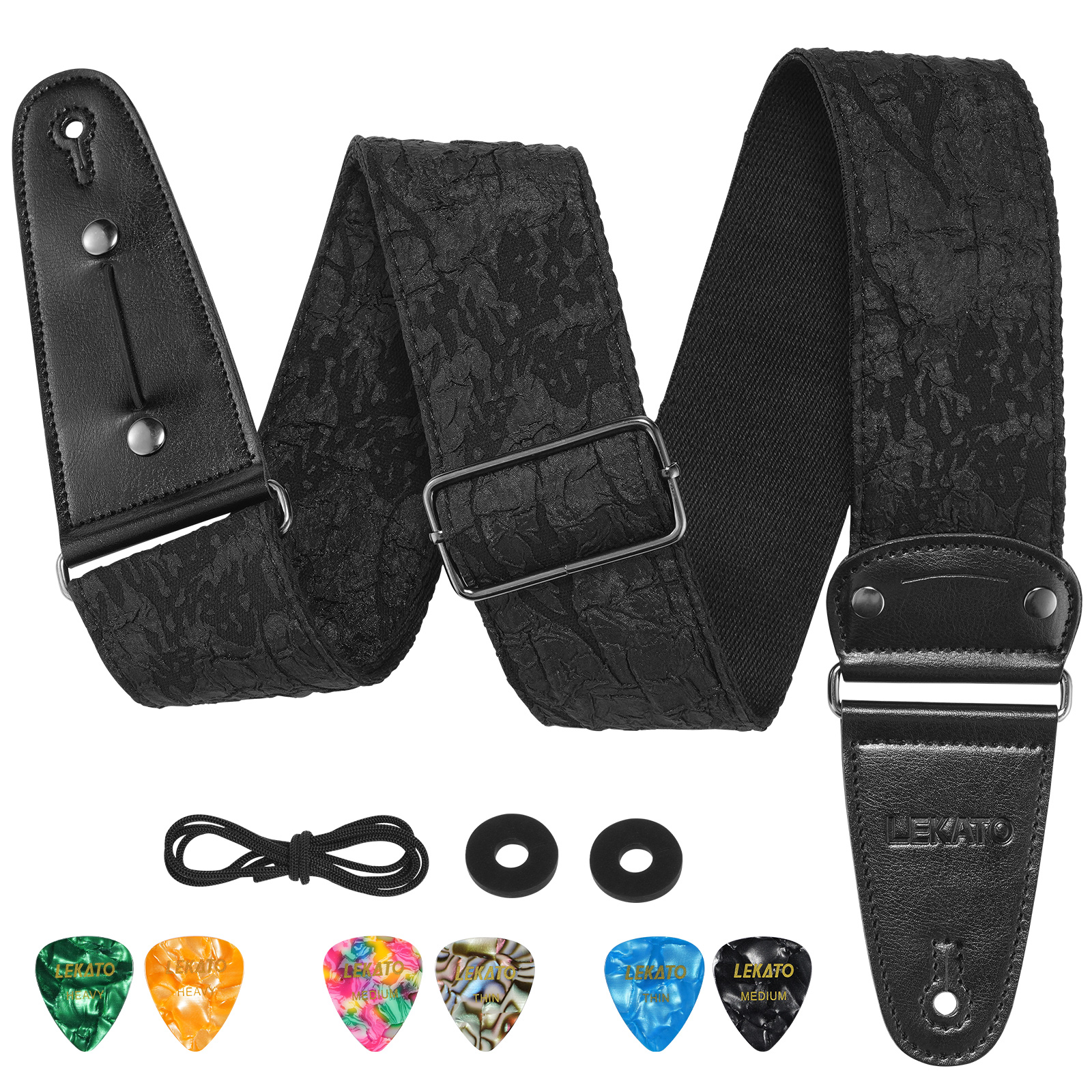 LEKATO LGS-7 Guitar Strap Vintage Cotton 2.5" Width Adjustable Length ...