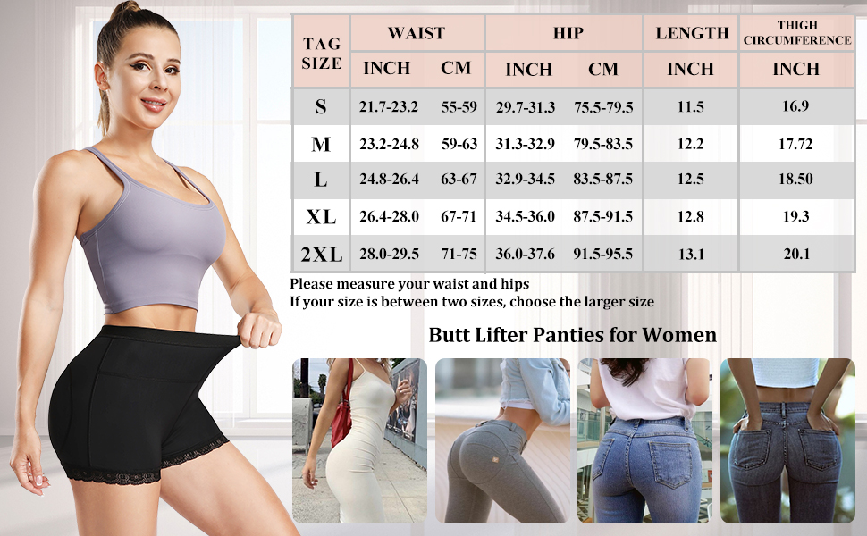 GUKOO Padded Panty Butt and Hips Women Low Waist Hip Padding Butt ...