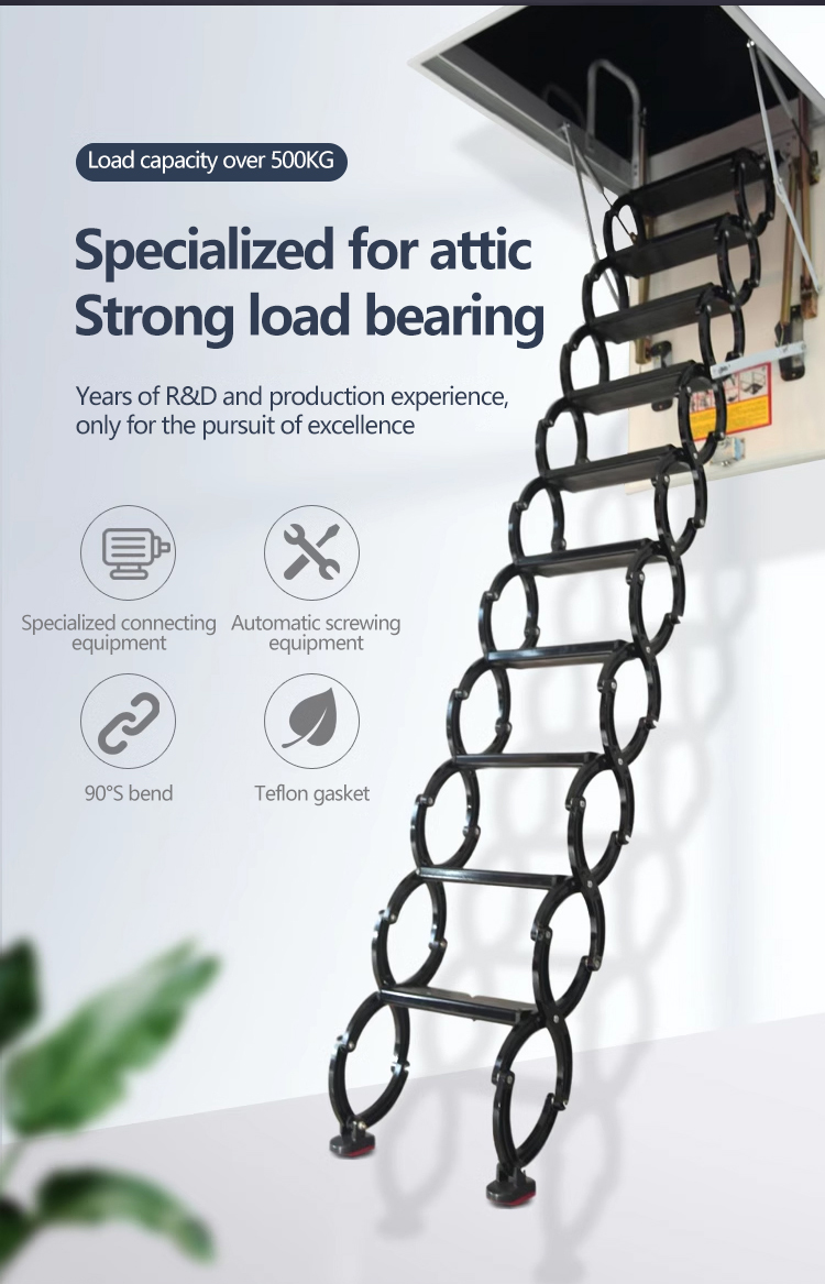 3.5M Attic Telescopic Ladder Lifting Wall Mounted Retractable Staircase ...