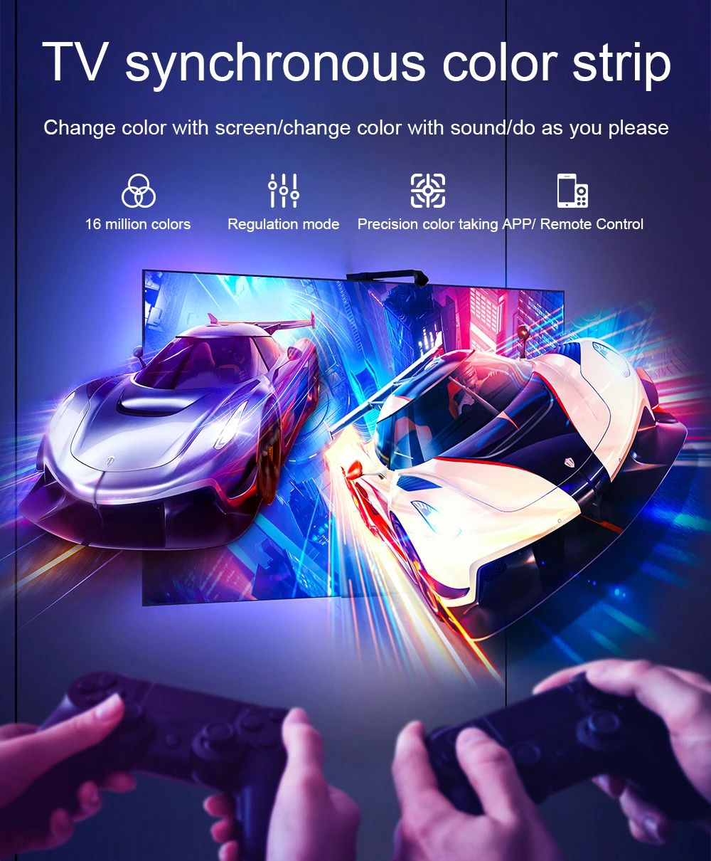 RGBIC TV LED Backlights Camera Synchronization APP Music Synchronization Game Bedroom Ambient ...