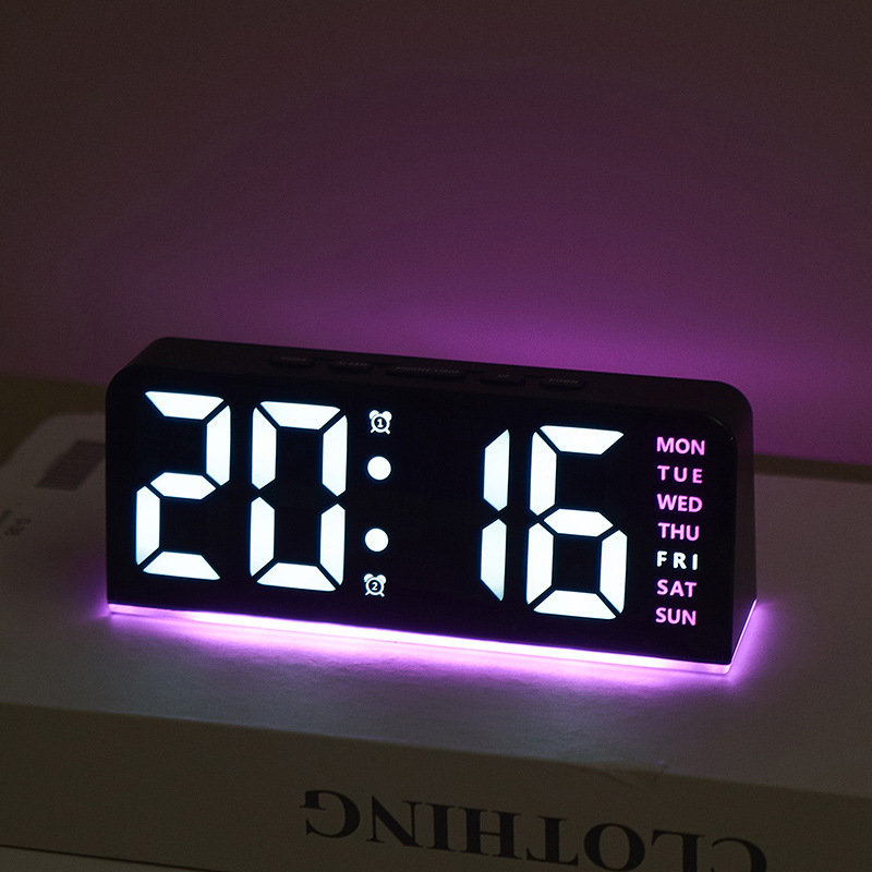 LED electronic alarm clock student plug-in battery dual-purpose small ...