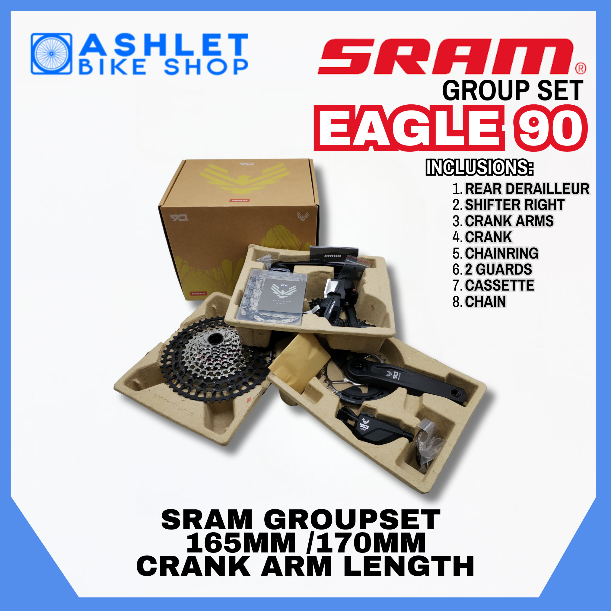 SRAM EAGLE 90 1x12-Speed Groupset 165mm / 170mm | Shopee Philippines