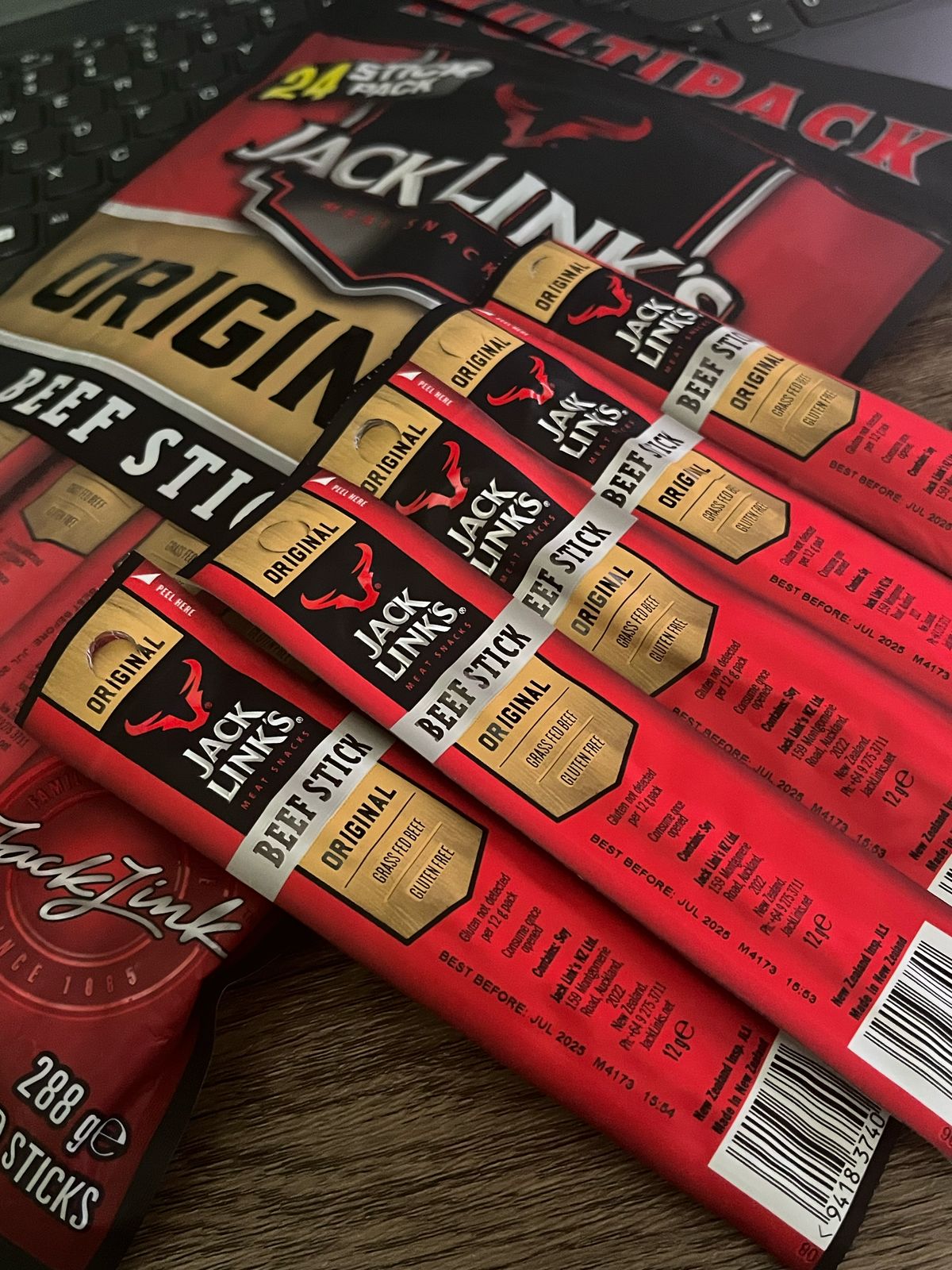 Jack Link's Beef Jerky Sticks | 1 Bag (24 Sticks) | High Protein Snack ...