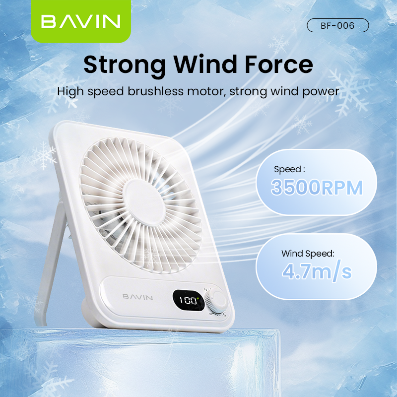 BAVIN BF006 Ultra-Thin Portable Mini Desktop Fan w/ 4-Speed Strong Wind ...