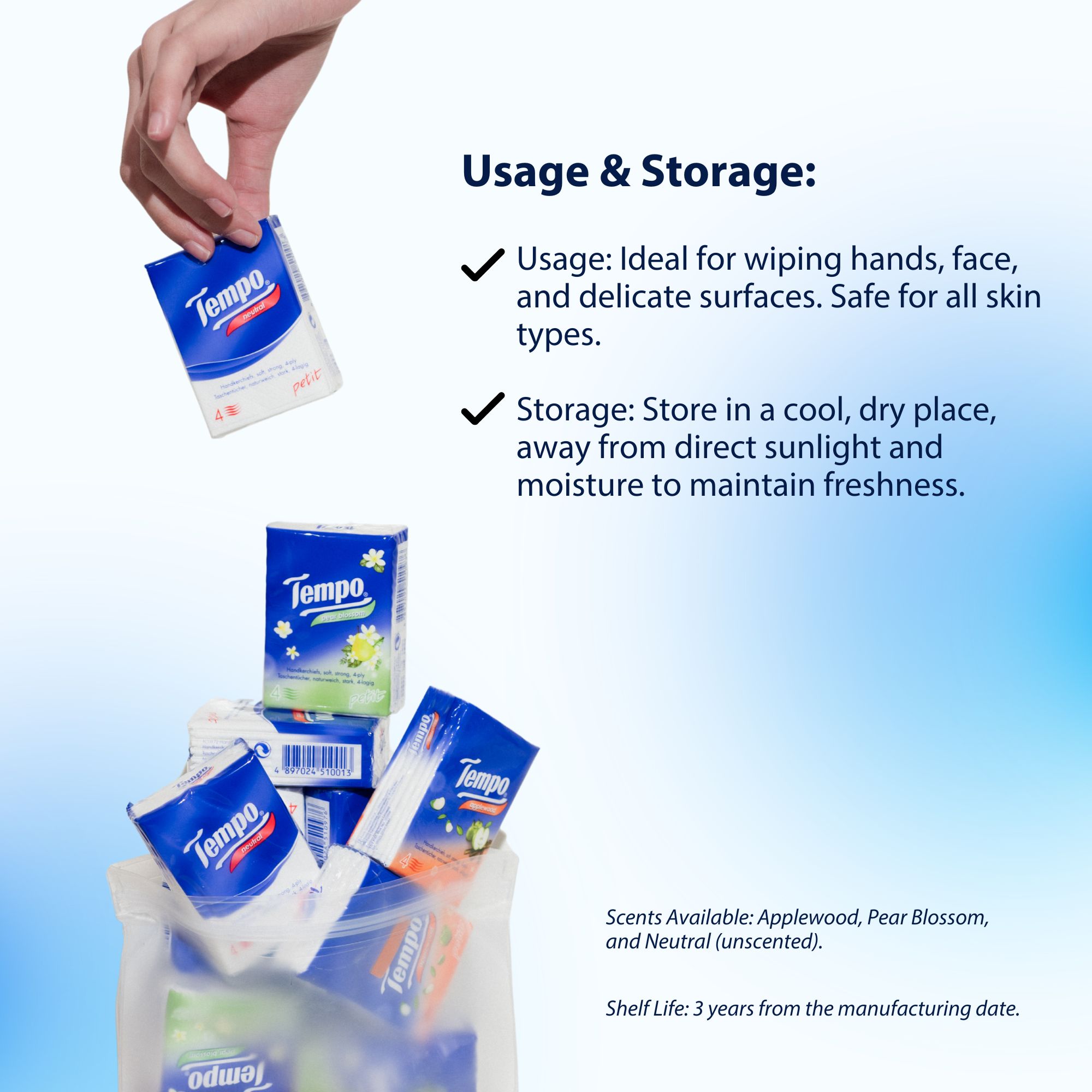 Tempo Petit Applewood Pocket Facial Tissue (4-Ply, x 18 Packs x 7 ...