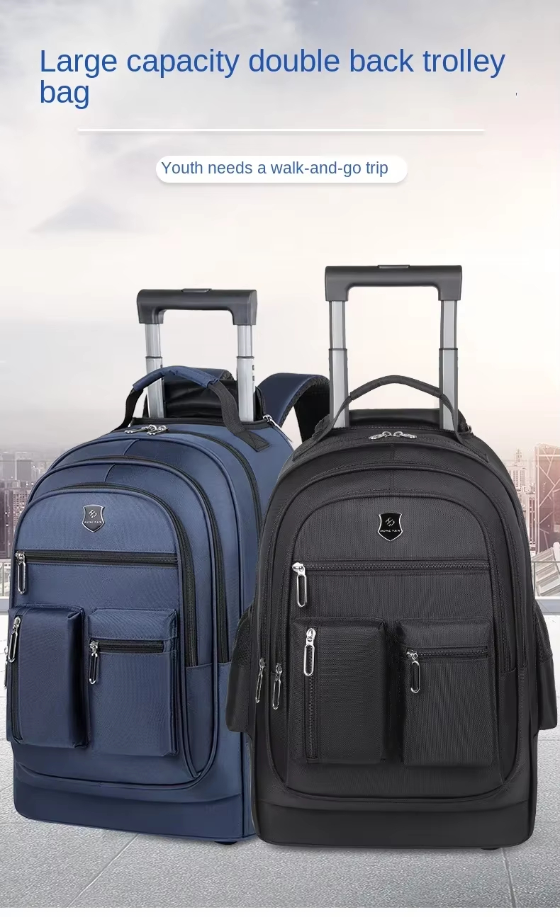Waterproof Rolling Backpack Large Capacity Travel Backpack With Wheels ...
