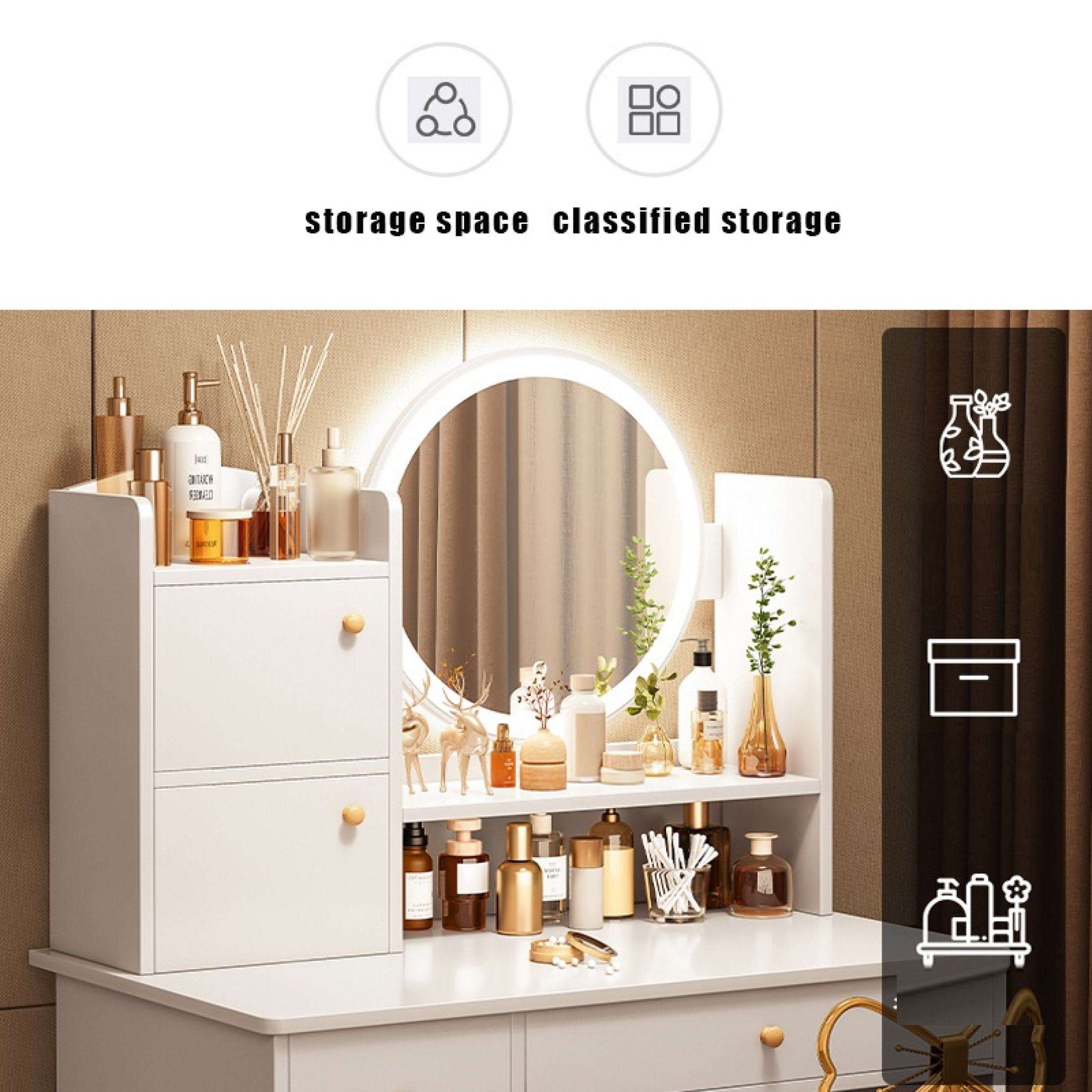 Dressing Table With LED Light Vanity Mirror Vanity Table Bedroom Vanity ...