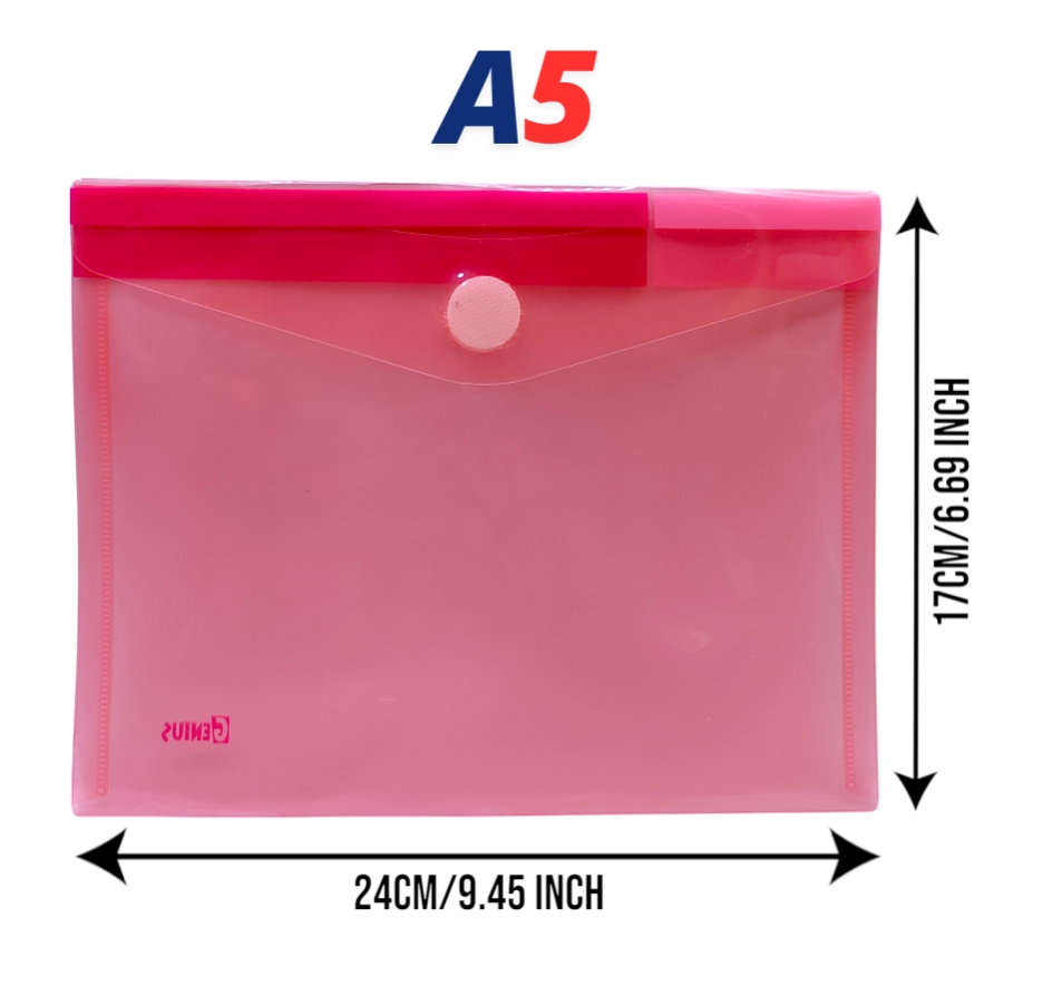 A5/A4/BL/FC Colored Plastic Envelope for School and Office Transparent ...