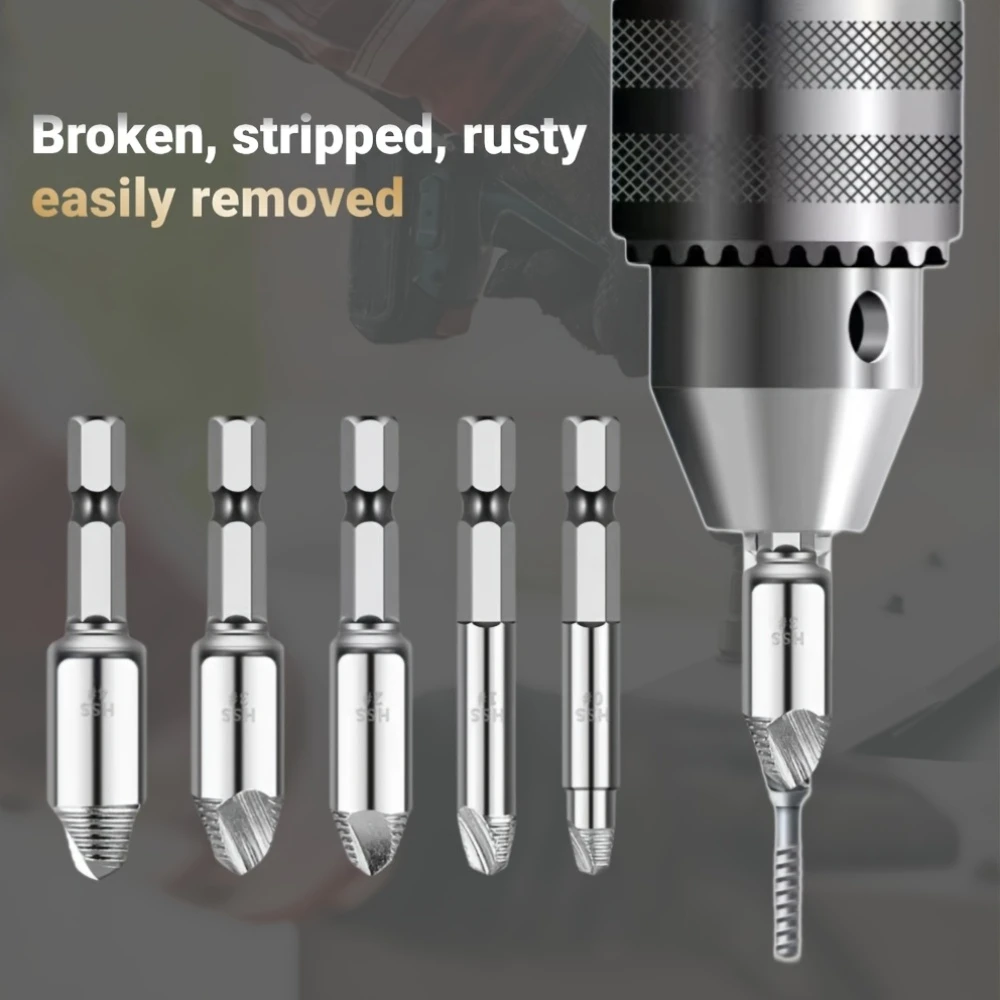5Pcs Damaged Screw Extractor Drill Bit Easily Take Out Side Drill Out ...