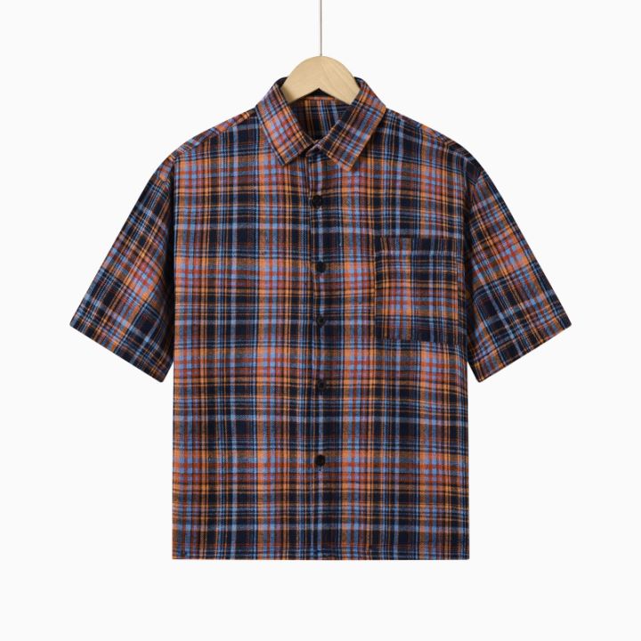 Mannered by HUILISHI Boxy Cropped Polo for Men Plaid Pattern Thick ...