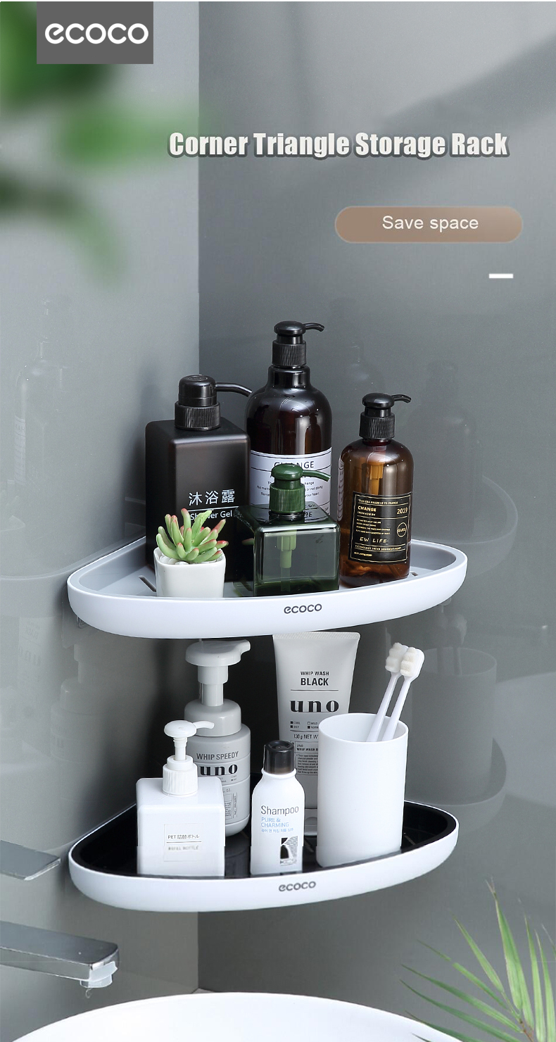 Ecoco Bathroom Corner Rack Triangular Bathroom Organizer Wall-mounted ...
