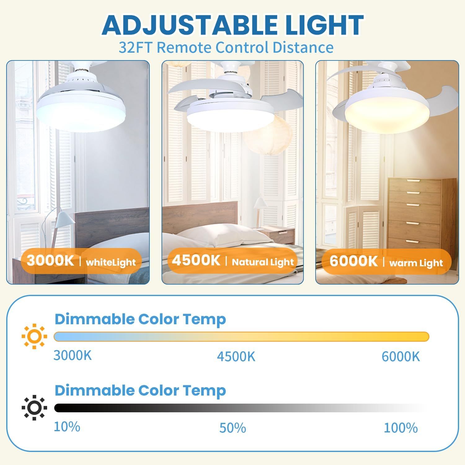 Invisible Ceiling Fans Light E27 Ceiling Light Fan with Remote Control ...