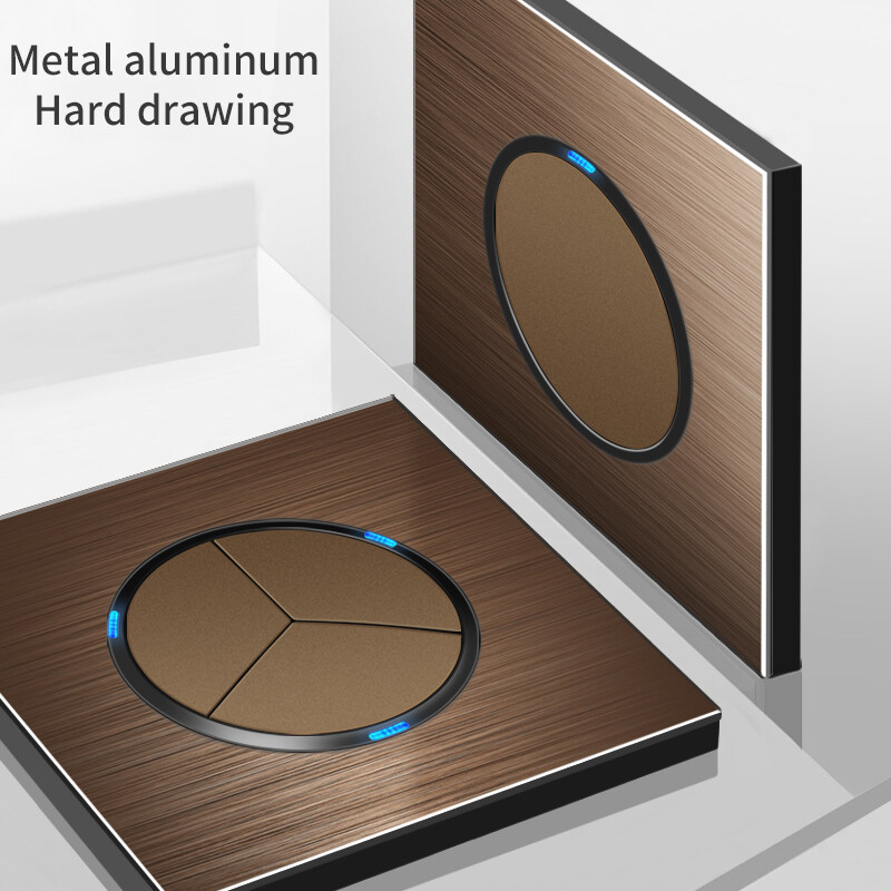 TEP Wall Light Switch Aluminum Panel with LED 1/2/3/4 Groups 2 Way ...