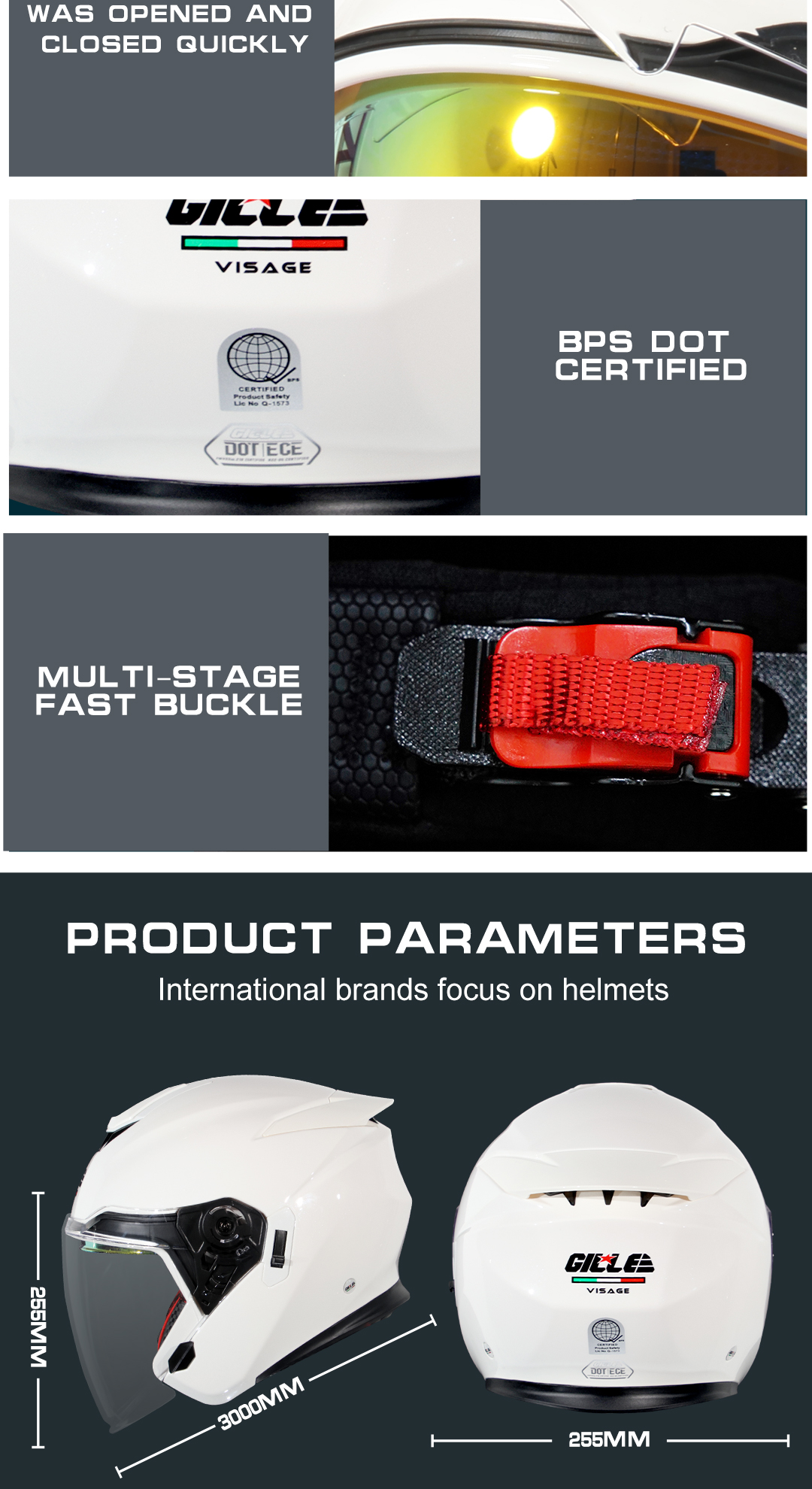 GILLE VISAGE Helmet Half Face Dual Visor Helmet For Motorcycle Revo ...