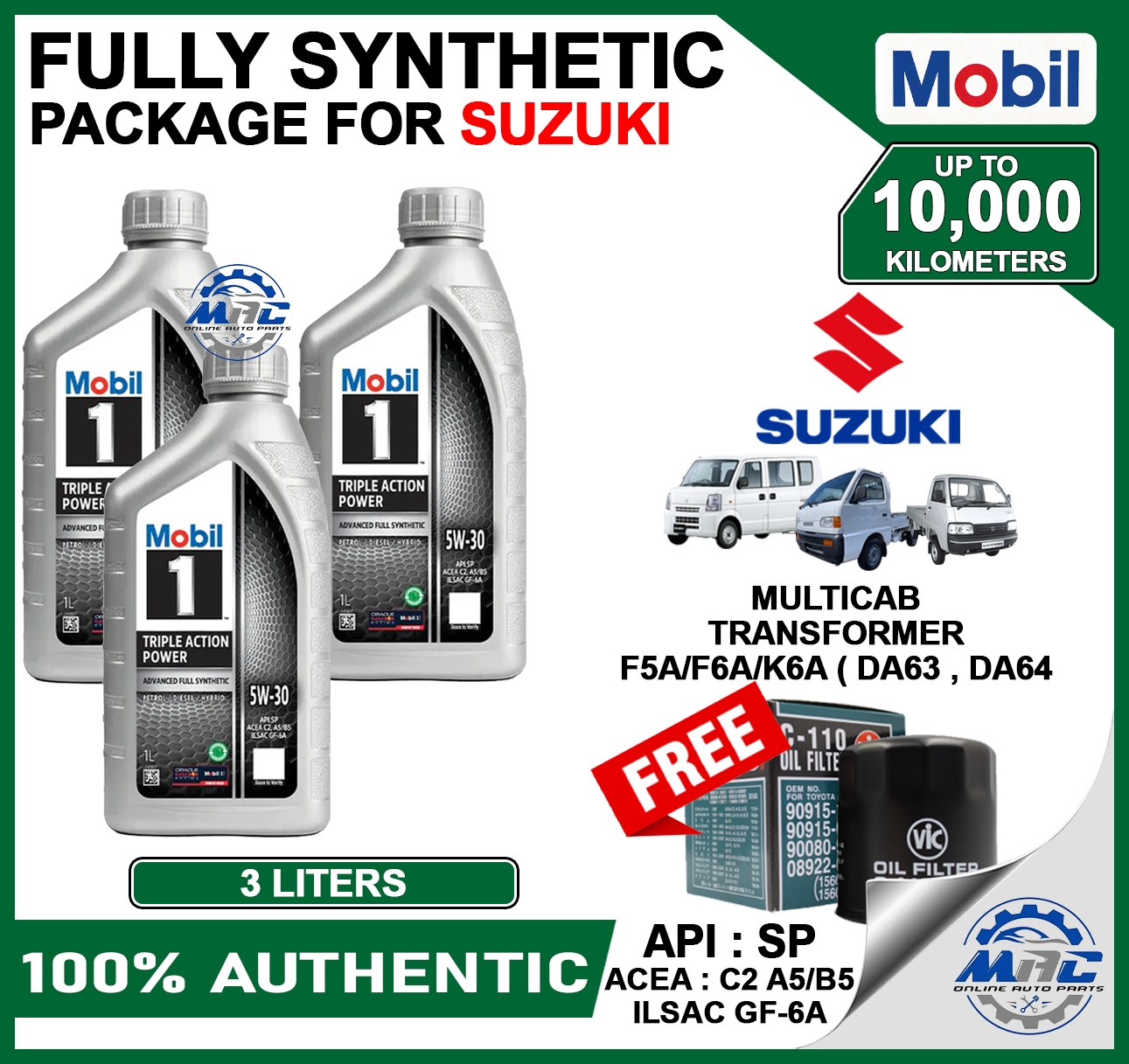 Mobil 1 triple action power 5w30 3 liters for SUZUKI Multicab ...