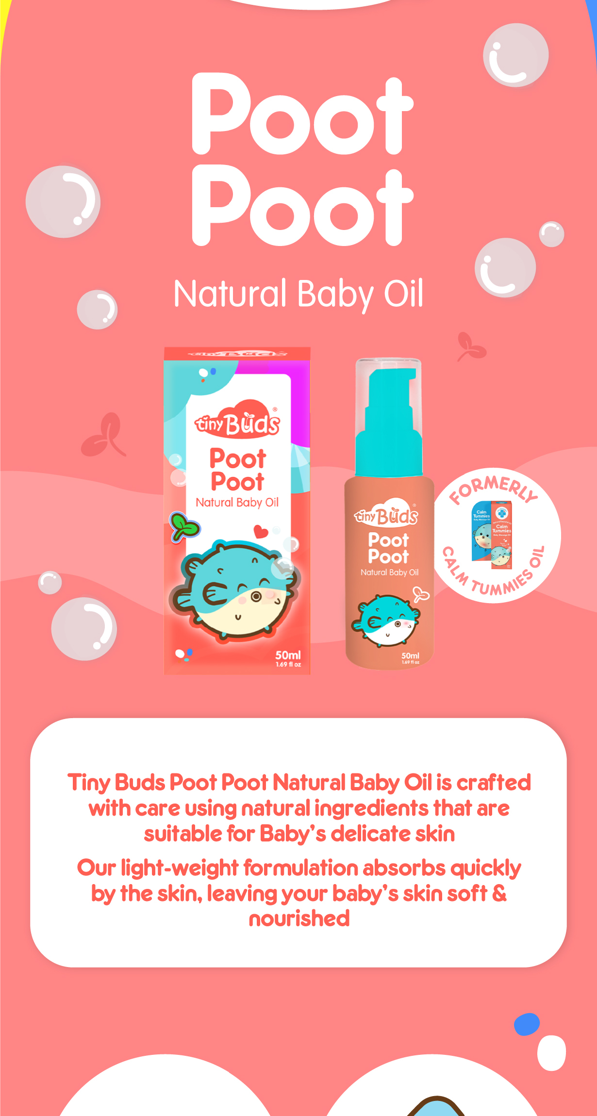 Tiny Buds Poot Poot Natural Baby Oil 50ML Set of 2 |Formrly Calm ...