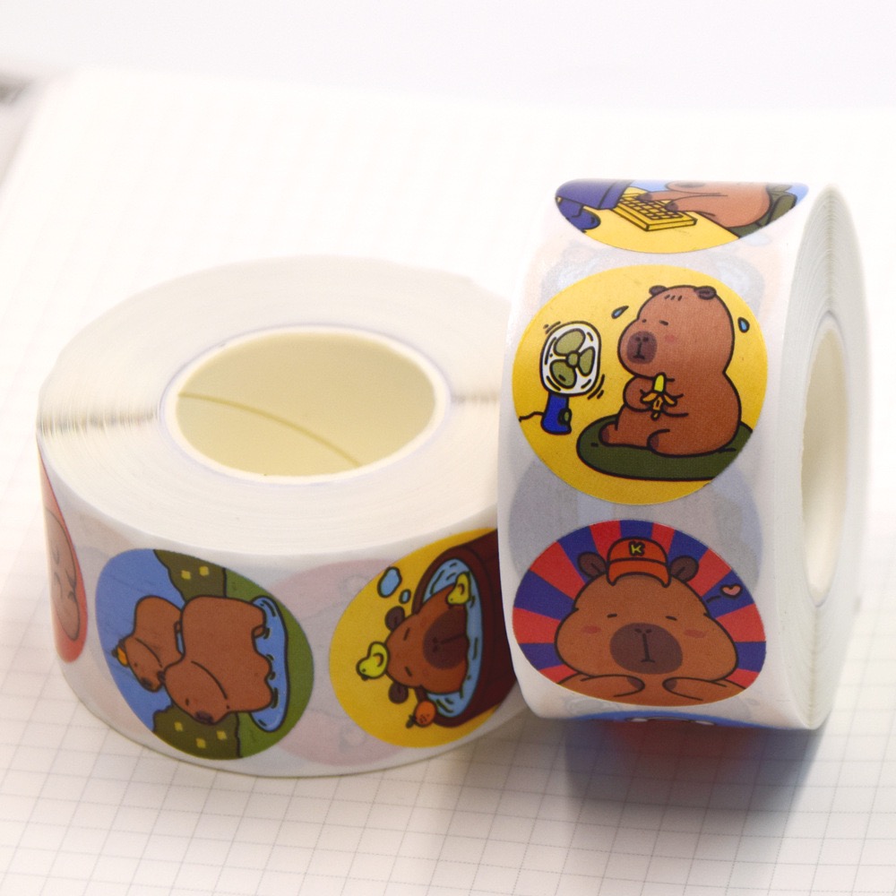 500PCS 2.5cm Reward Stickers cute cartoon fat capybara Sticker Rolls ...