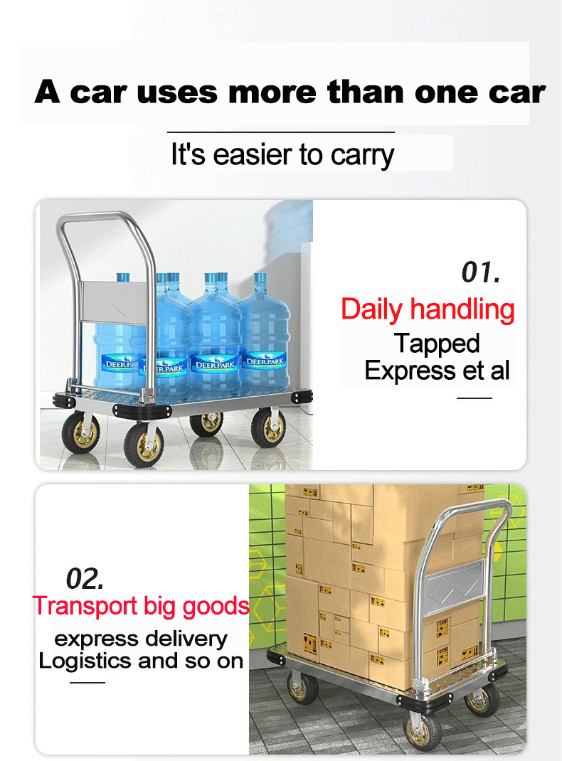 2000kg Heavy Duty Foldable trolley Hand Trucks Rubber Wheel Ultra Quiet ...