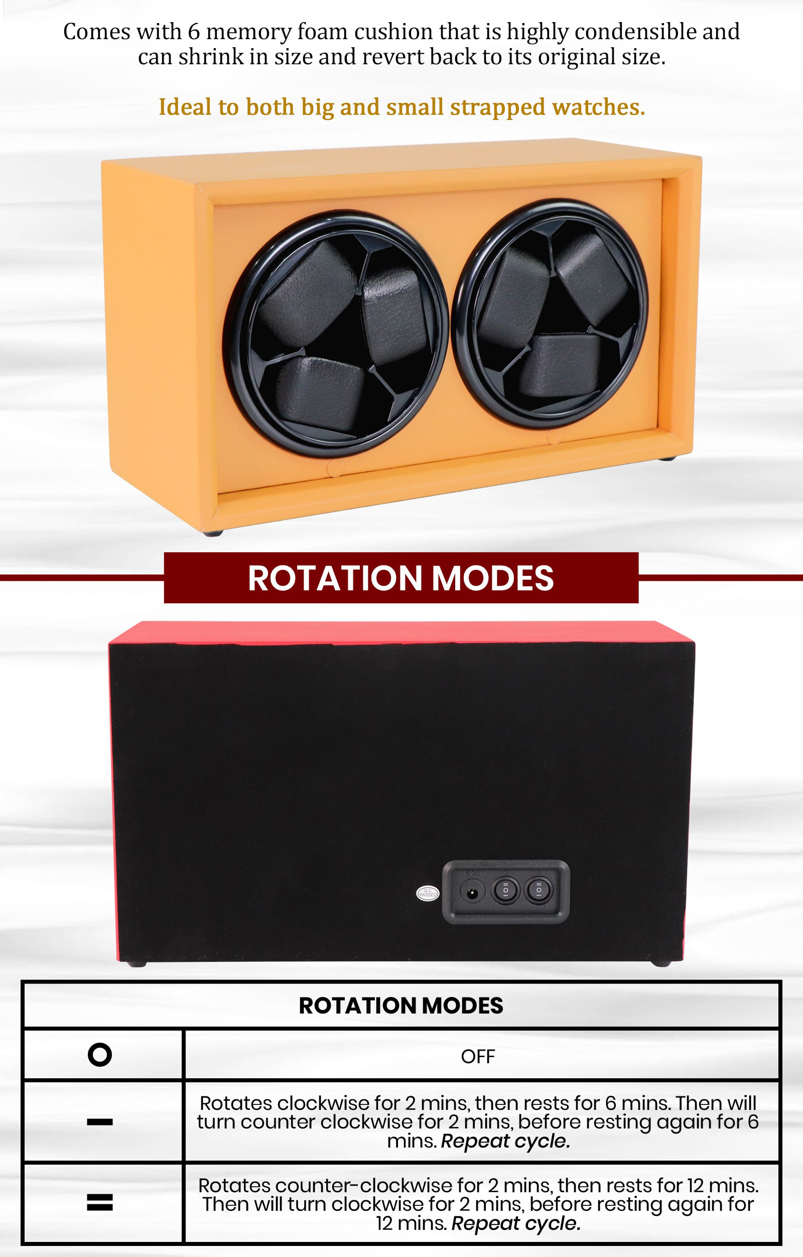 Open Design 6-Slot Automatic Watch Winder Bi-directional Rotation Watch ...