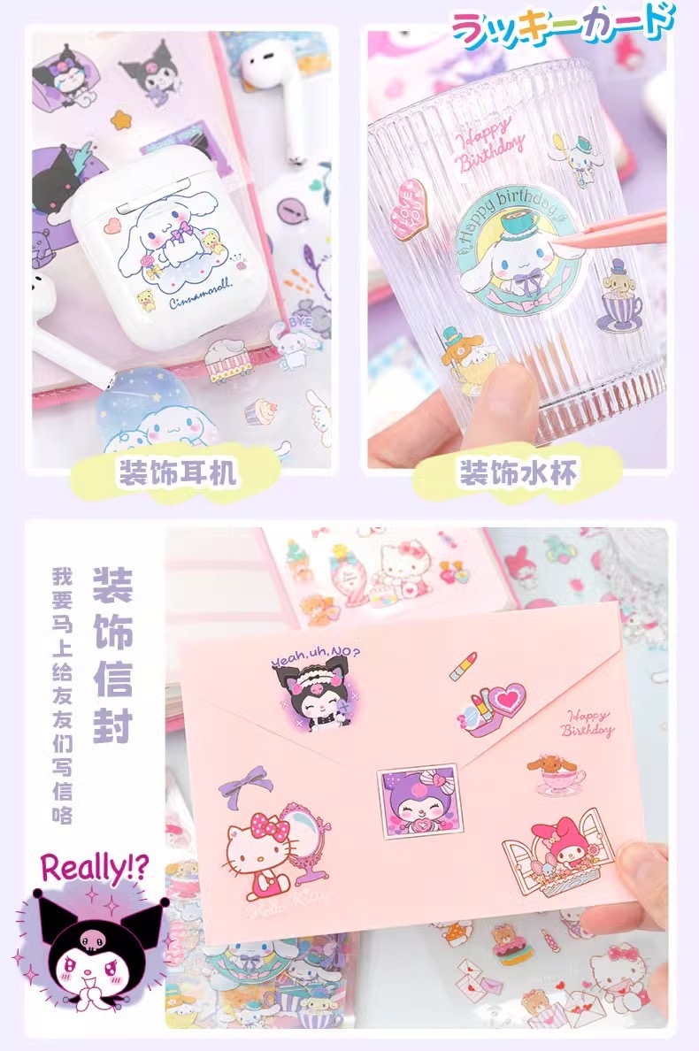 100Pcs Sanrio Kuromi Sticker Sheets | Cute Student Notebook Journal ...