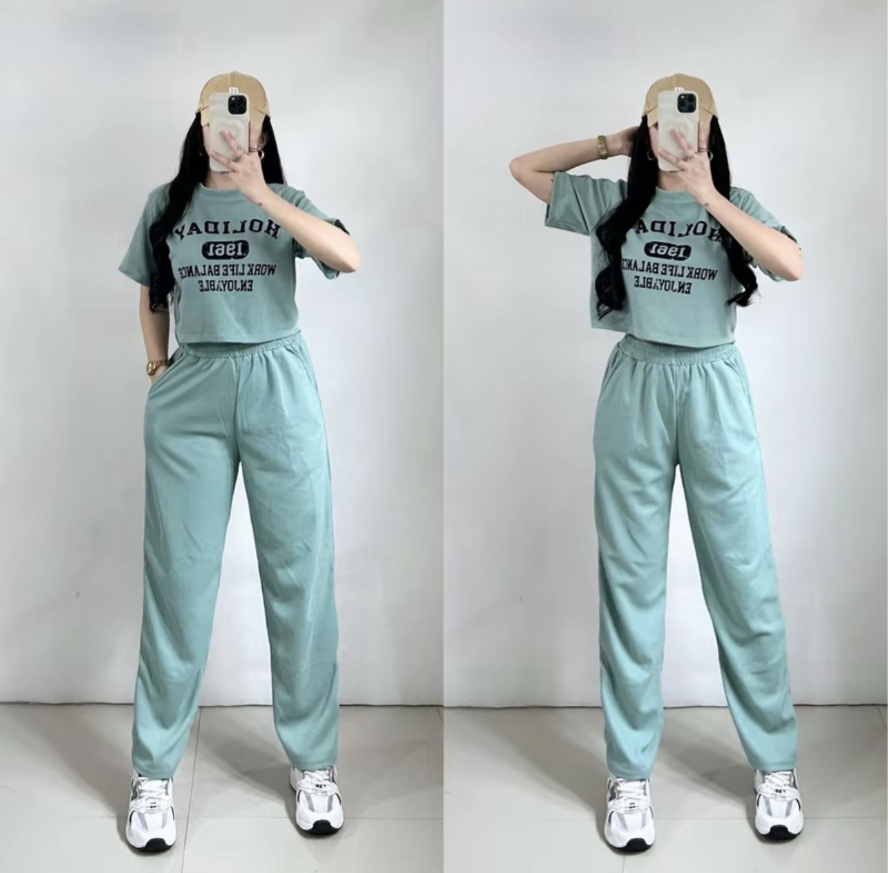 PP HLDY Printed Croptop Waffle Casual Terno Womenswear | Shopee Philippines