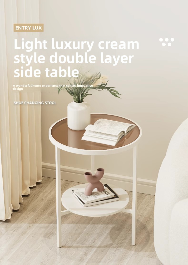 Living room sofa side table duplex side table tempered glass coffee ...