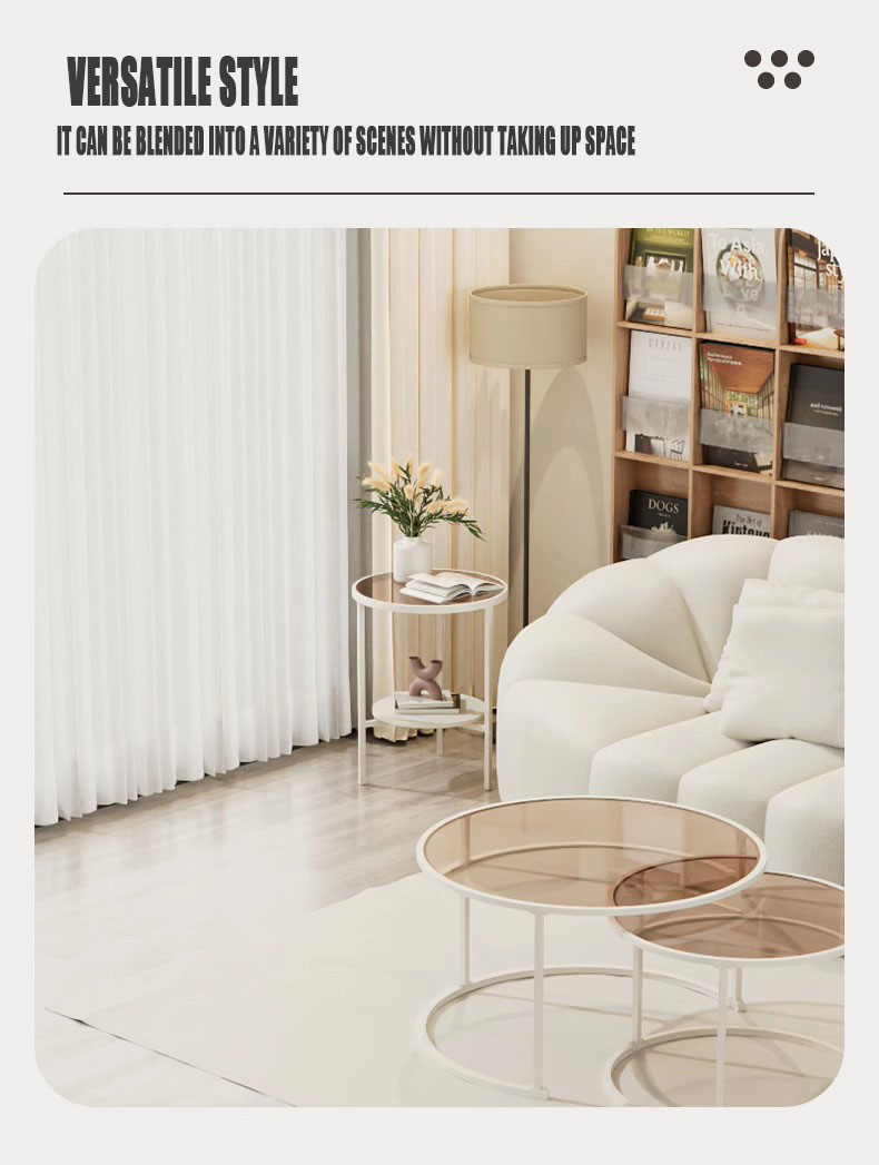 Living room sofa side table duplex side table tempered glass coffee ...