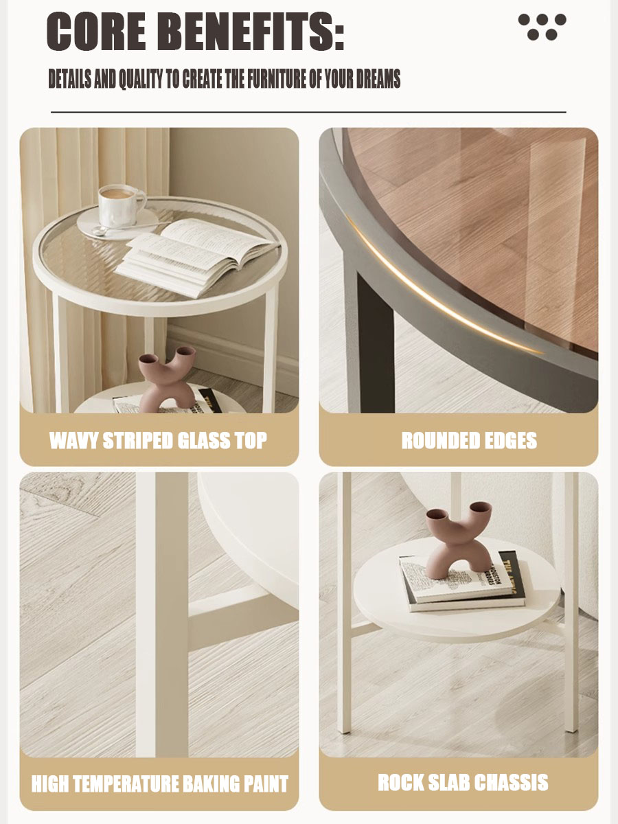 Living room sofa side table duplex side table tempered glass coffee ...