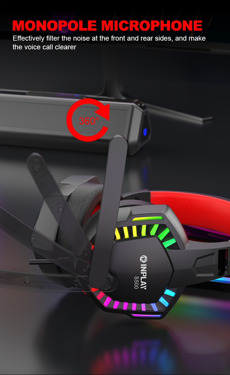 Inplay S500 Wired RGB Gaming Headset With Mic Surround Sound Over Ear ...