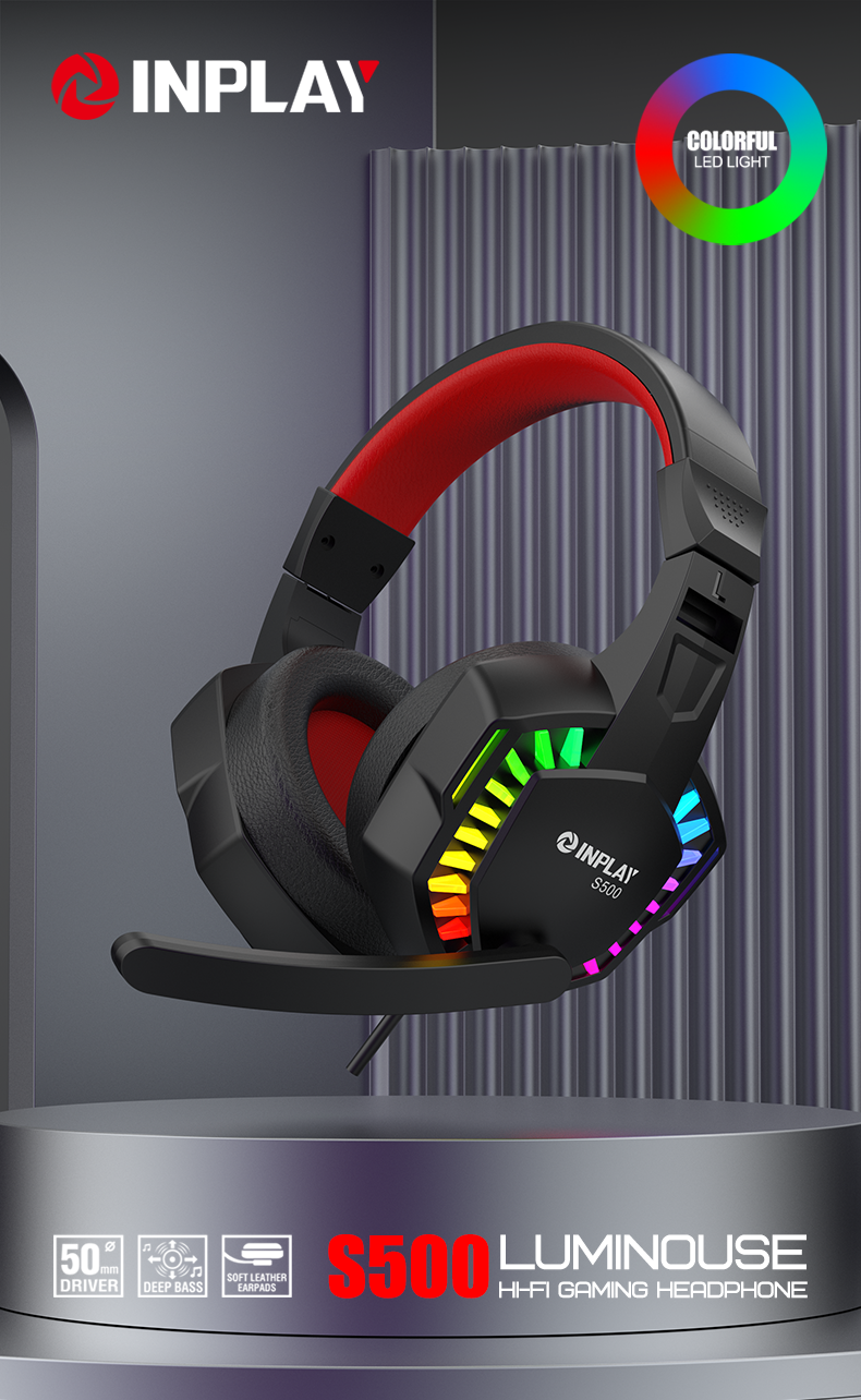 Inplay H20 RGB Wired Headset RGB Light Gaming Headset Headphones With Microphone For Pc Laptop ...