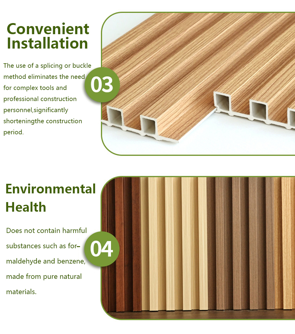 Bamboo Fiber WPC Fluted Wall Panel Sticker Waterproof Grille Design ...