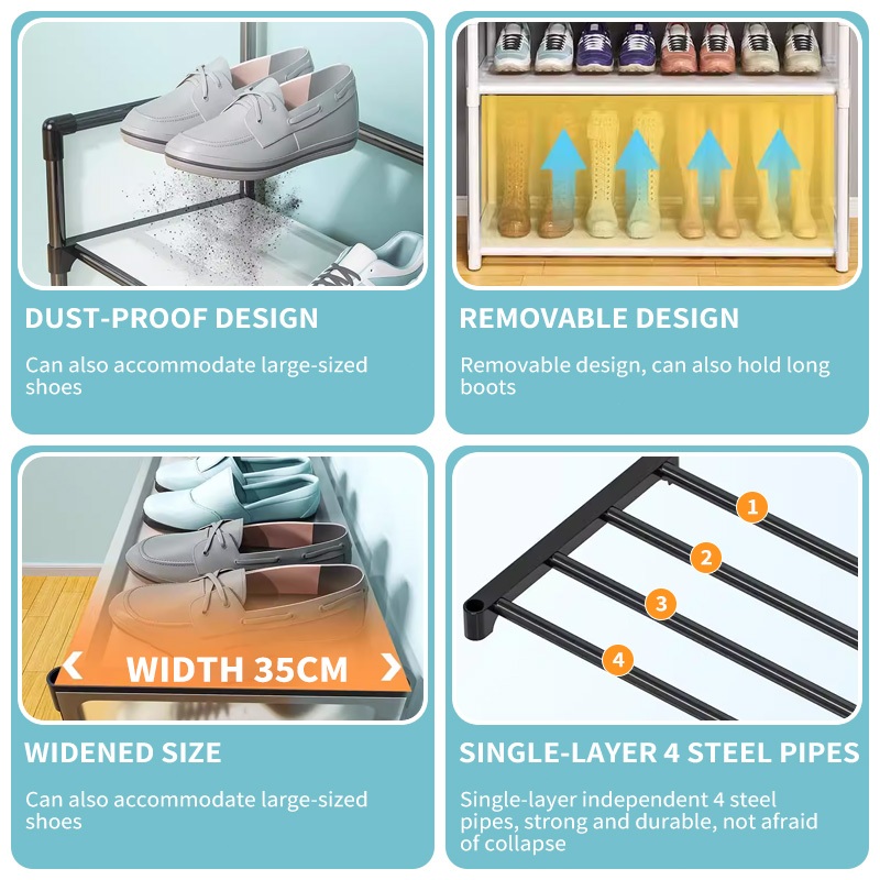 7-layer shoe rack stainless steel stackable shoe rack dust and water ...