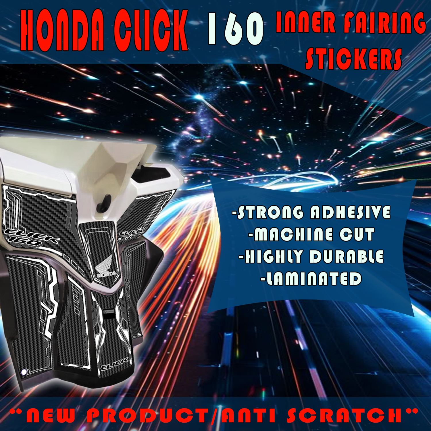 HONDA CLICK 160 INNER FAIRING STICKER/ CLICK 160 INNER FAIRING STICKERS ...