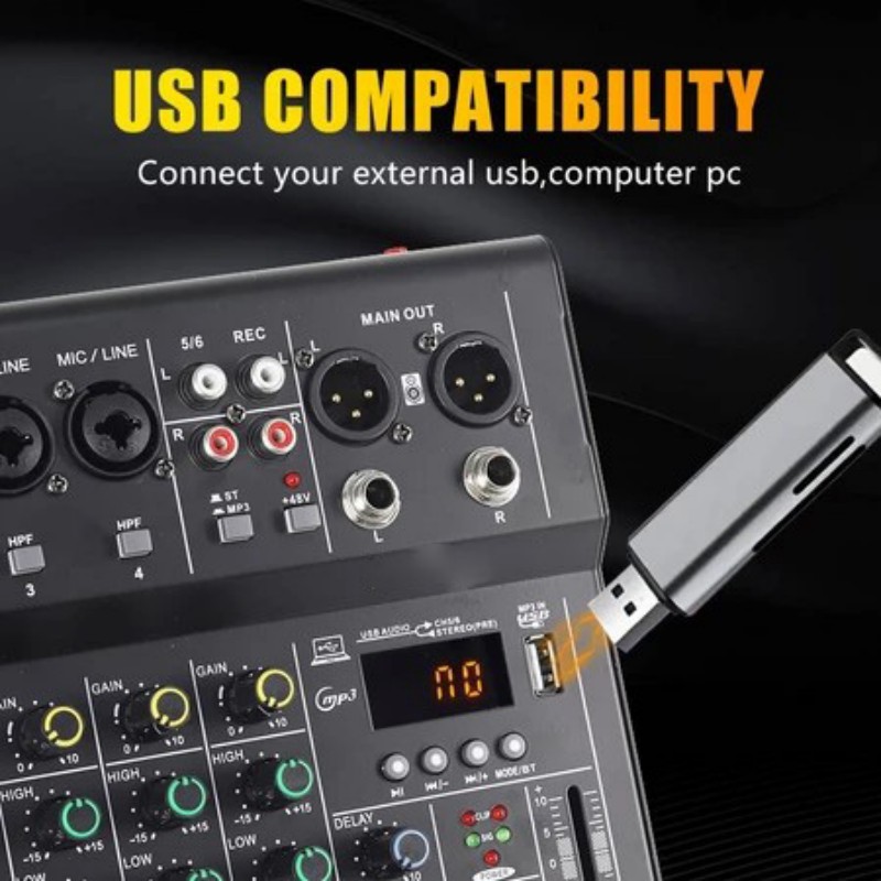 audio mixer professional 4&6-channel mixer with 48v phantom power by ...