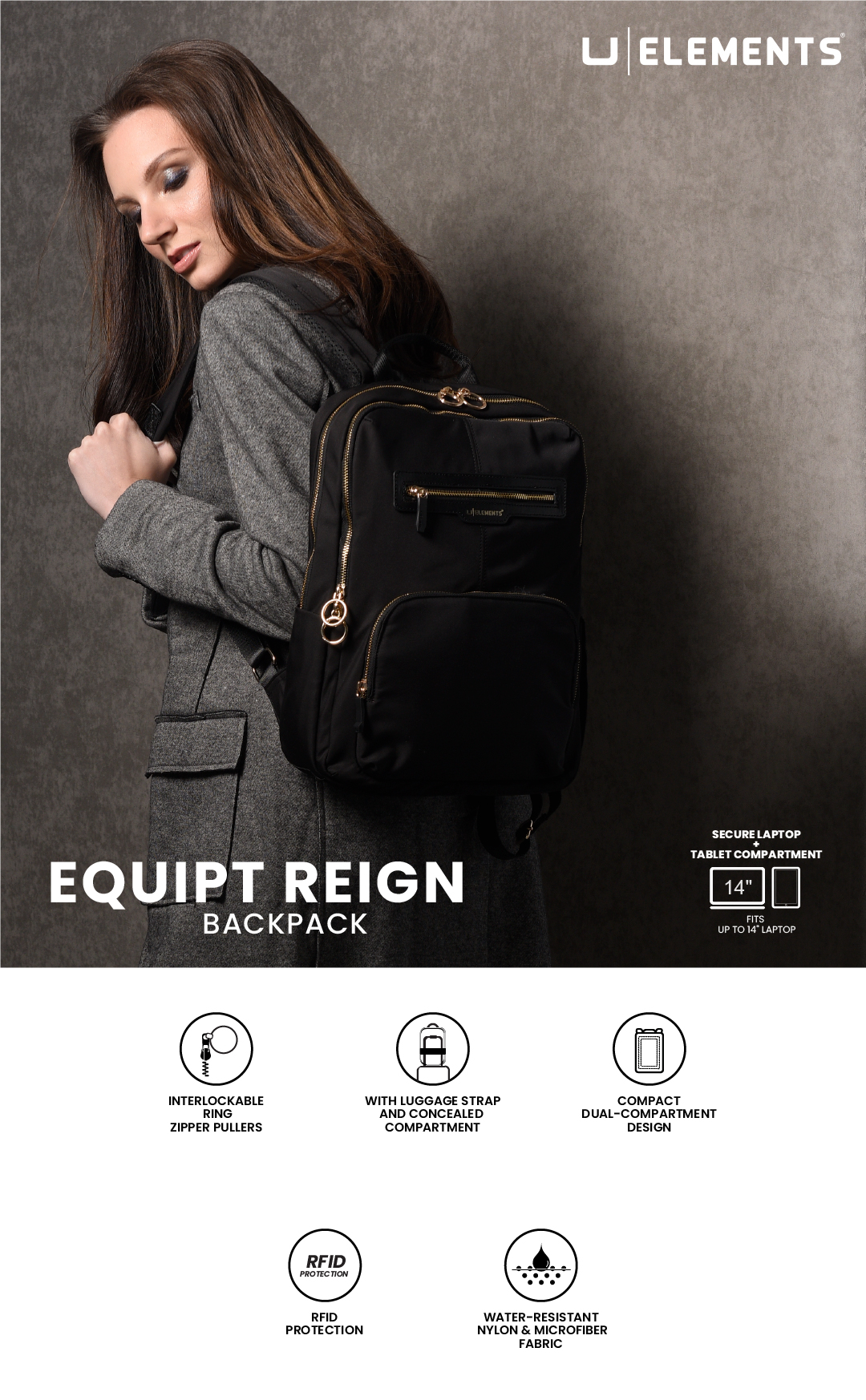 U Elements Equipt Reign Organizational Backpack | Shopee Philippines