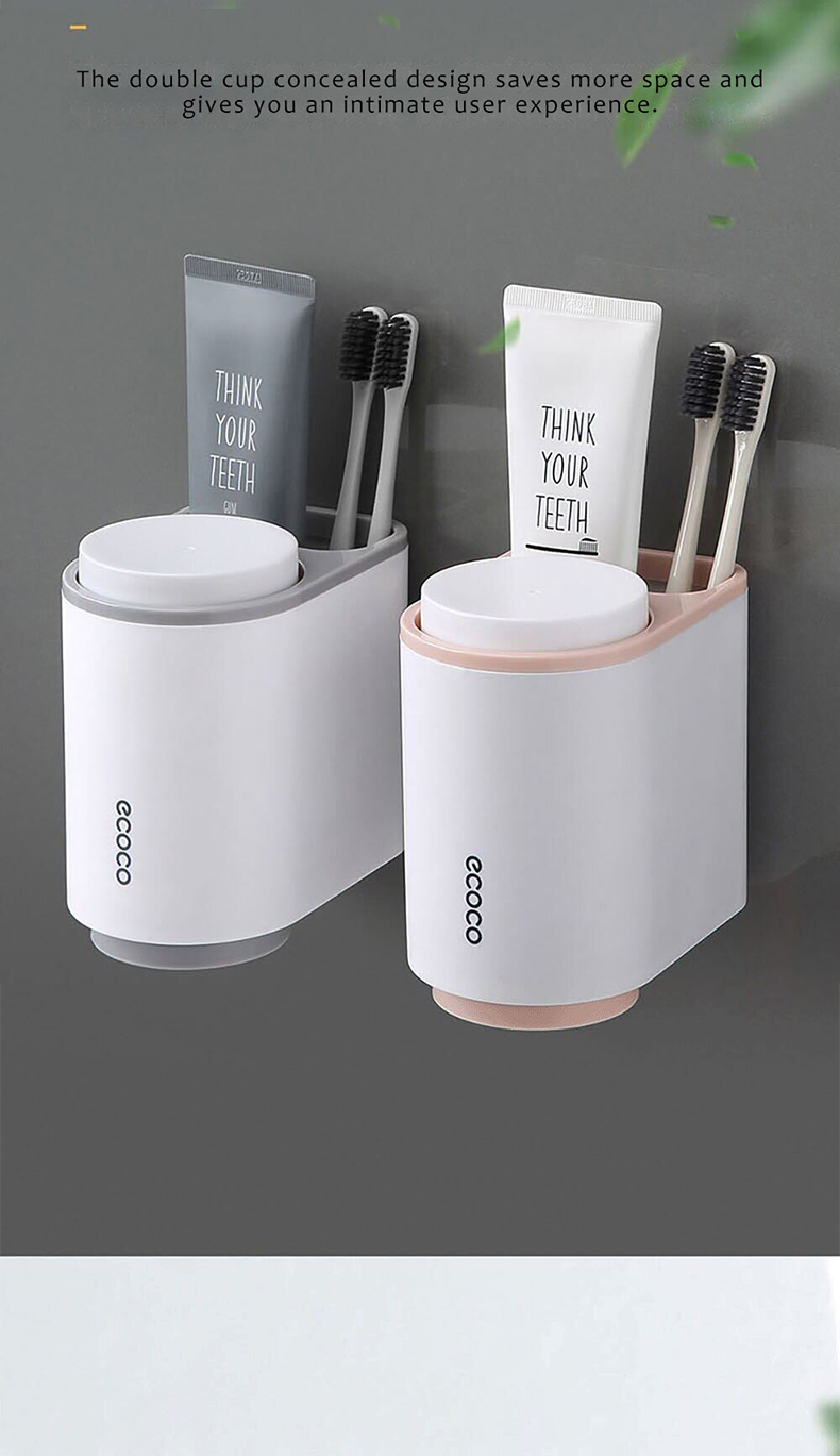 Ecoco Toothpaste Dispenser and Toothbrush Holder with Magnetic Cup Set ...