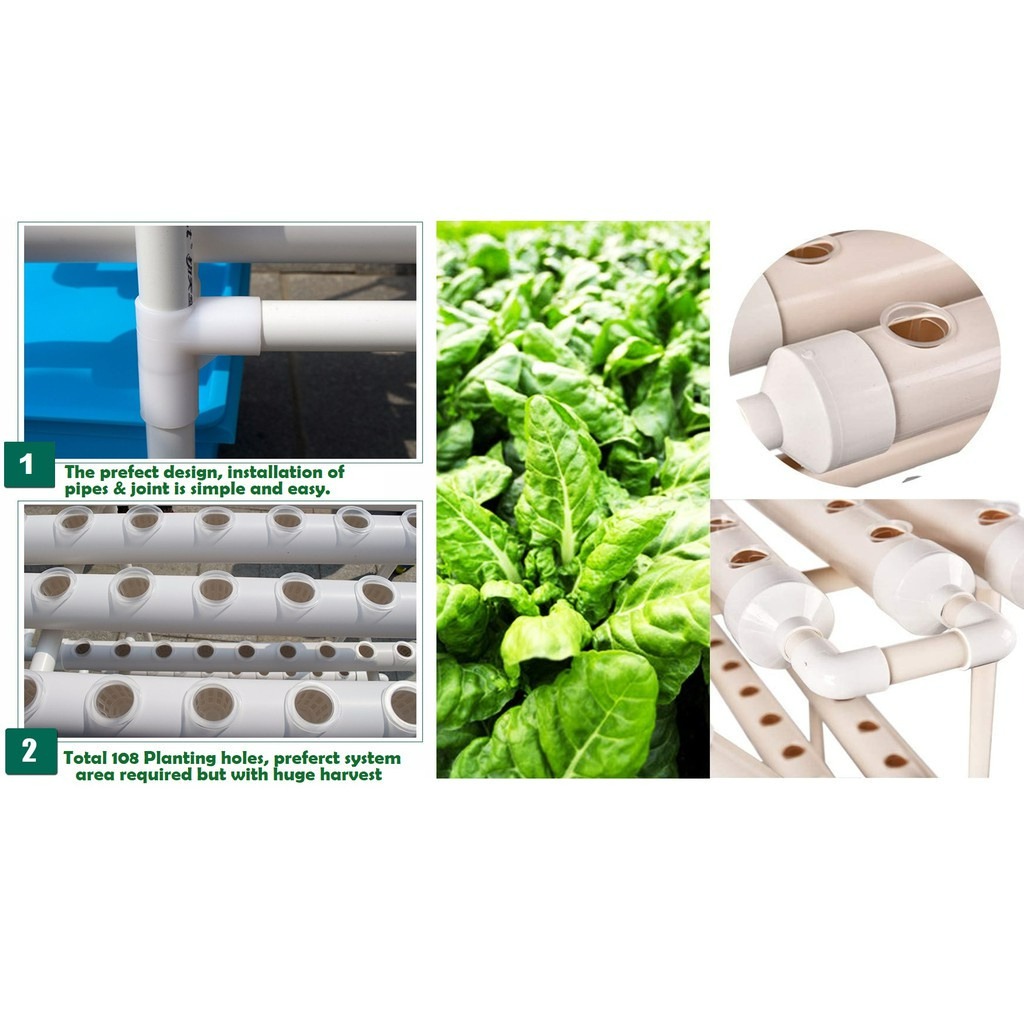 Hydroponics NFT System with 108 Holes Kits Vertical Hydroponic Growing ...