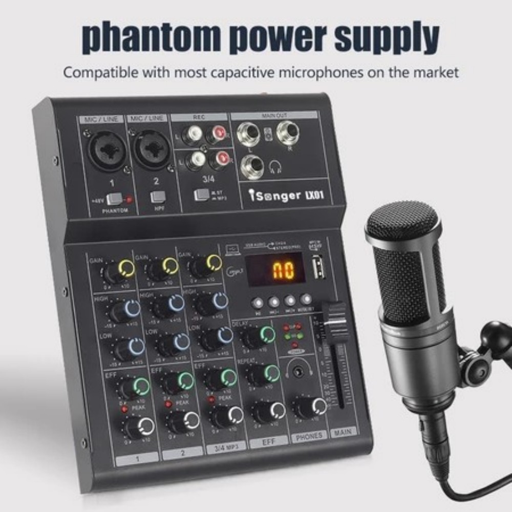4 Channel Audio Mixer Portable Mini Sound Mixer Console with USB ...