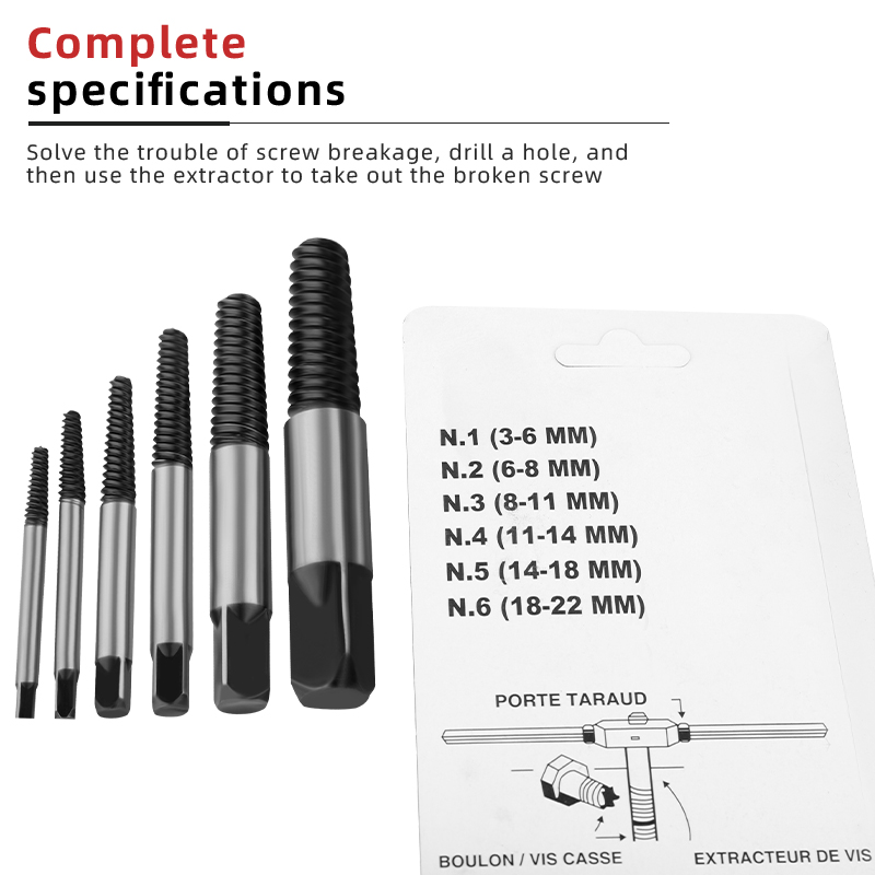 2-6 Pcs Broken Damage Bolt Screw Extractor Remover Drill Bits Puller ...
