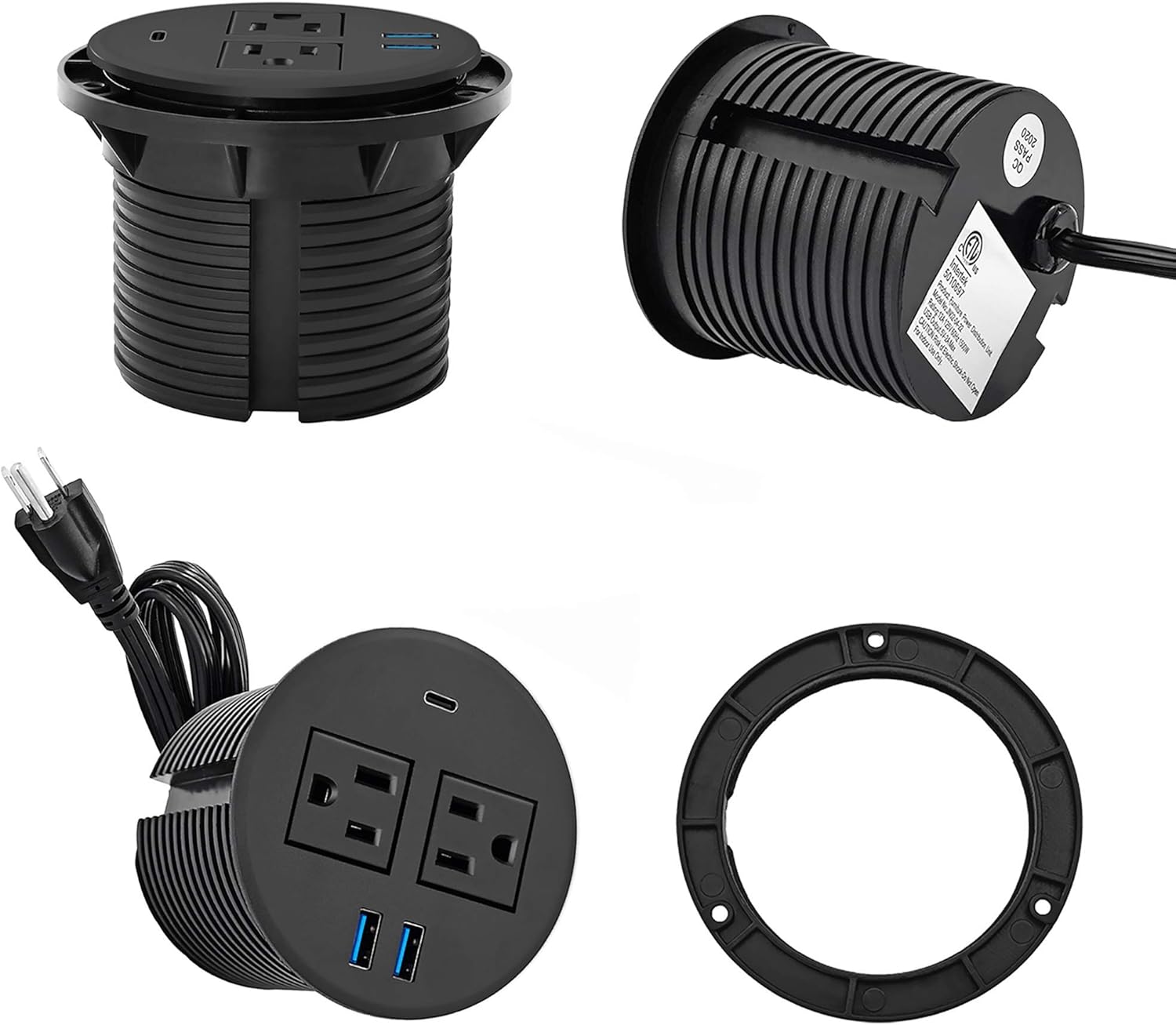 Hidden Socket Embedded Desk Power Grommet Extension Cord With USB 1 ...