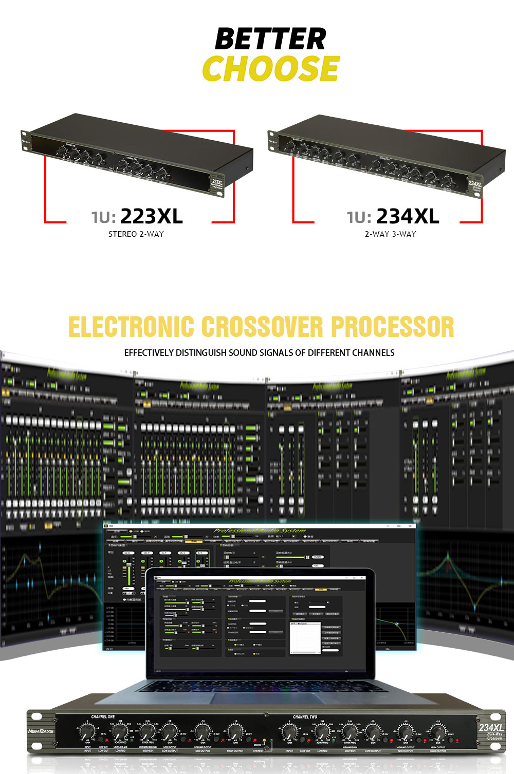 NEW BAXS 223XL/234XL Crossover 2/3 frequency independent control ...