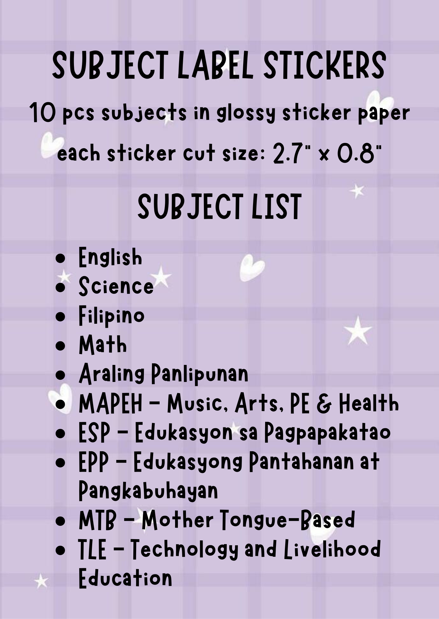 Subject Label Sticker - 10 subjects UNCUT | Shopee Philippines