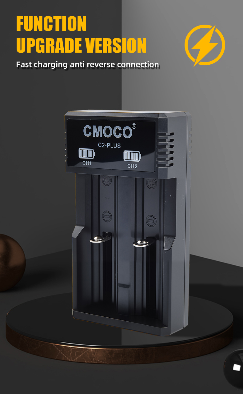 CMOCO Original Fast charger 3.7v-4.2v (2 slots charger) For 18650 21700 ...