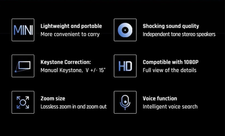 CP350 Projector Portable Smart Mini 4K UHD 6000 Lumens Projectors ...