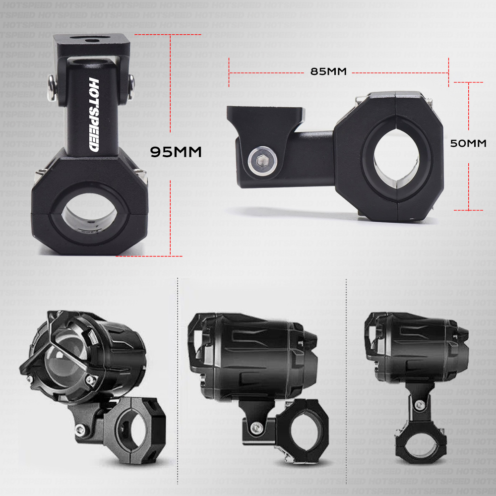 HOTSPEED CNC Motorcycle Mini Driving Light Bracket Led Light Mount Clamp Headlight Alloy Holder ...