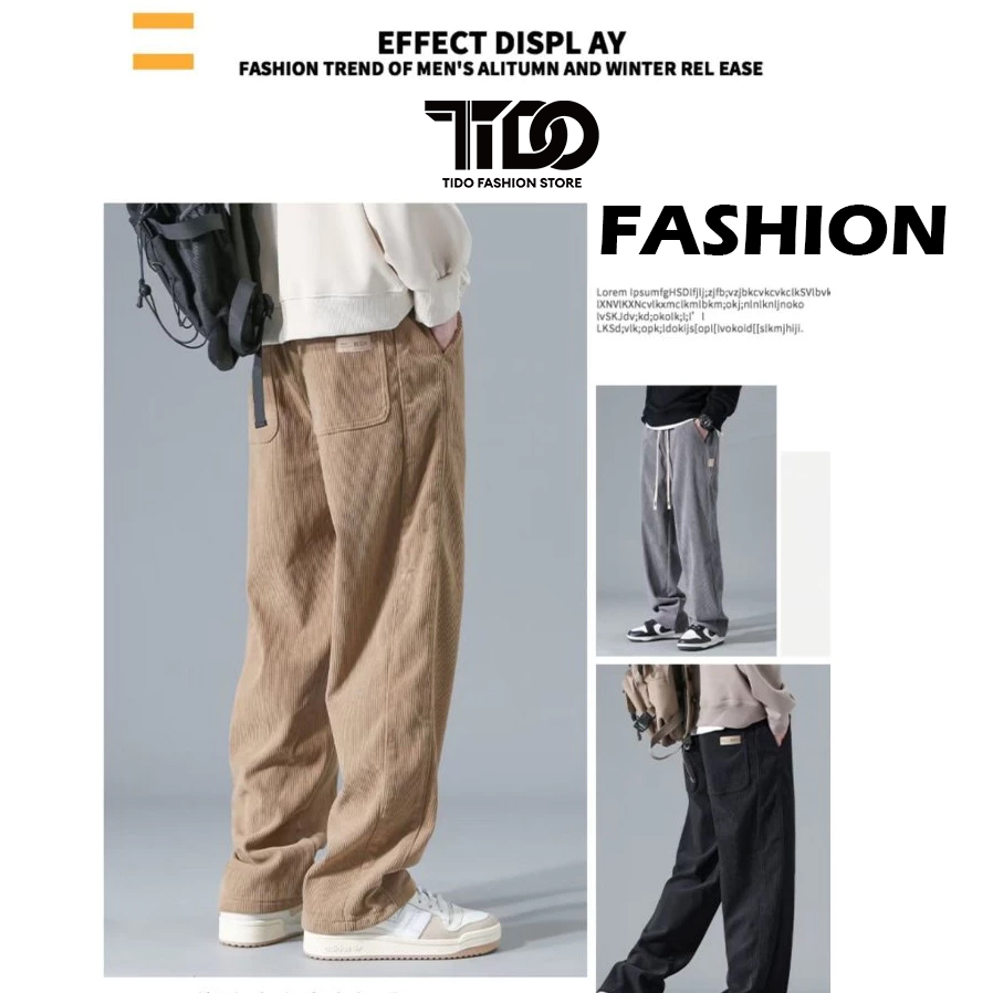 Labeling Corduroy Pants For Men Stripe Texture Cuts Slocks Korean Baggy ...